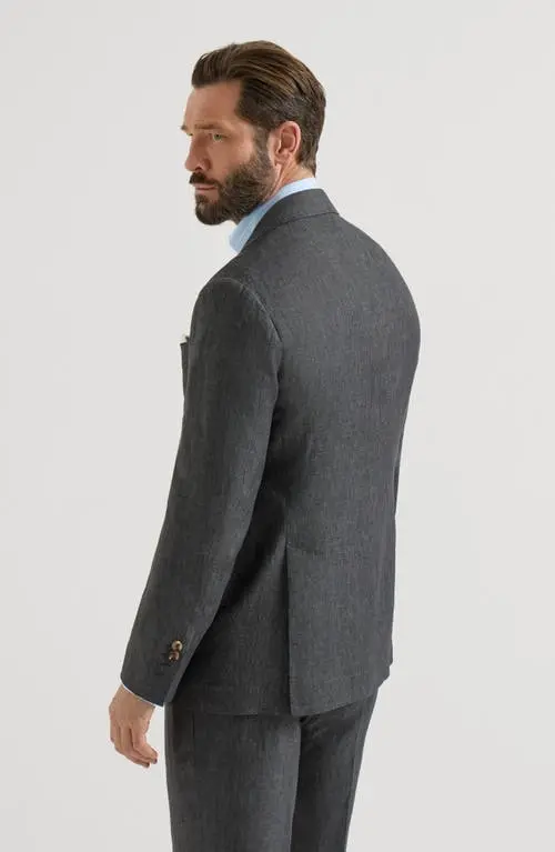 Brunello Cucinelli Linen Deconstructed Blazer - Anthracite