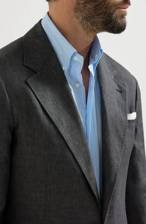 Brunello Cucinelli Linen Deconstructed Blazer - Anthracite