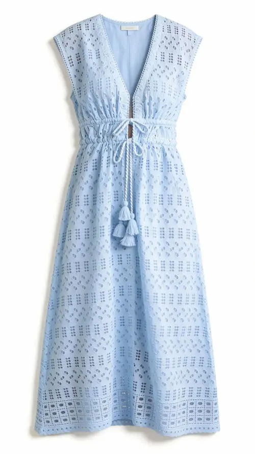 SITANO Fontelina Cap Sleeve Eyelet Cover-up - Light Blue