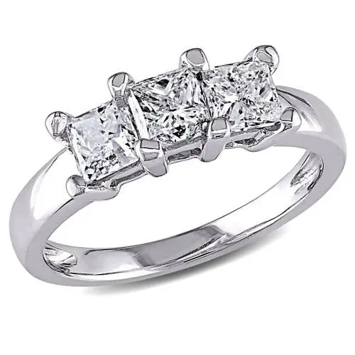 JULIANNA B. 1 Ct. T.w. Diamond Princess 3-stone Ring - 14k White Gold
