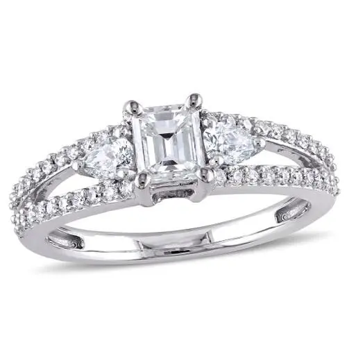 JULIANNA B. Diamond 3-stone Split-shank Engagement Ring - 14k White Gold