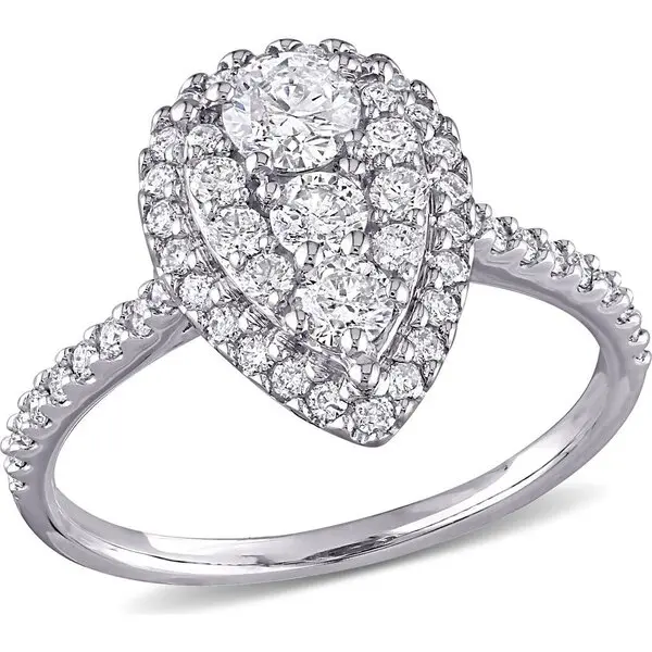 JULIANNA B. 1 Ct. T.w. Diamond Pear Halo Ring - 10k White Gold