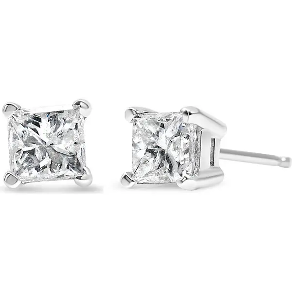 HAUS OF BRILLIANCE 14k Gold 2/5 Cttw Princess Cut Diamond Stud Earrings - White