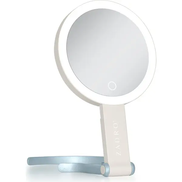 ZADRO Multi-position Lighted Travel Hand Mirror With 10x/1x Magnification - Neutral/french Blue