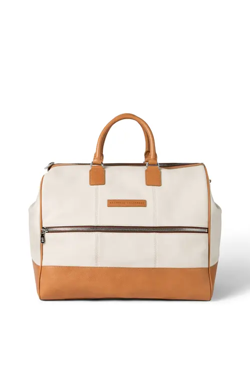Brunello Cucinelli Calfskin And Cowhide Duffle Bag - Ivory