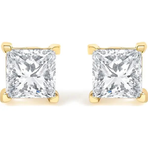 HAUS OF BRILLIANCE Igi Certified 14k Gold 1/2 Cttw Princess Cut Diamond Stud Earrings - Yellow