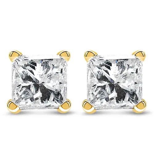 HAUS OF BRILLIANCE Igi Certified 3/8 Ct. T.w. Princess Diamond Stud Earrings - Yellow