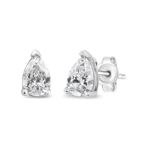 HAUS OF BRILLIANCE 14k Gold 1/2 Ct Pear Lab Grown Diamond Stud Earrings - White