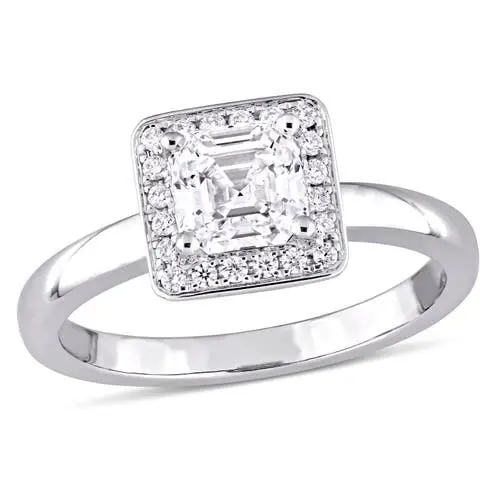 JULIANNA B. Diamond Asscher Halo Ring - 14k White Gold