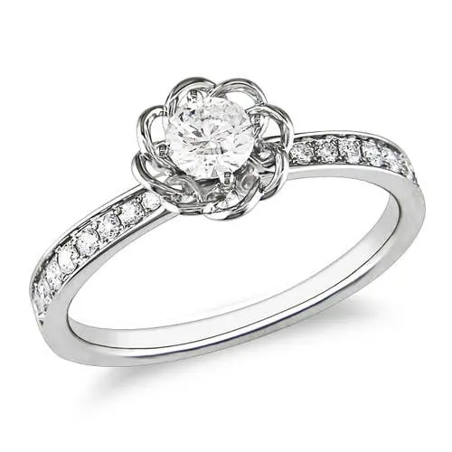 JULIANNA B. Diamond Flower Ring - 14k White Gold