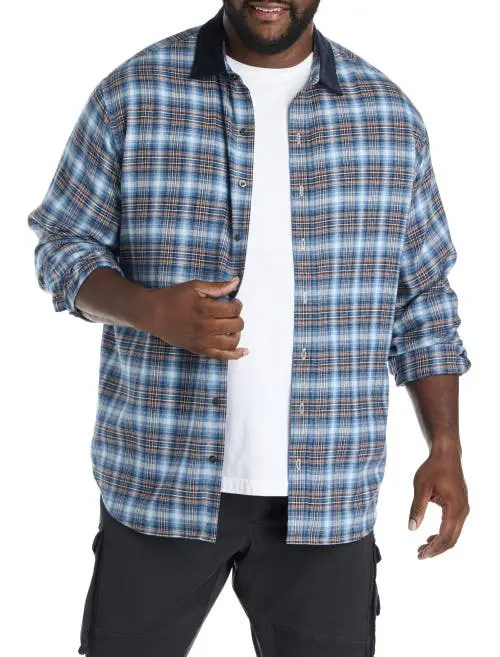 TRUE NATION BY DXL Big & Tall Corduroy Collar Flannel Shirt