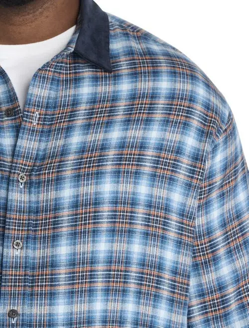 TRUE NATION BY DXL Big & Tall Corduroy Collar Flannel Shirt