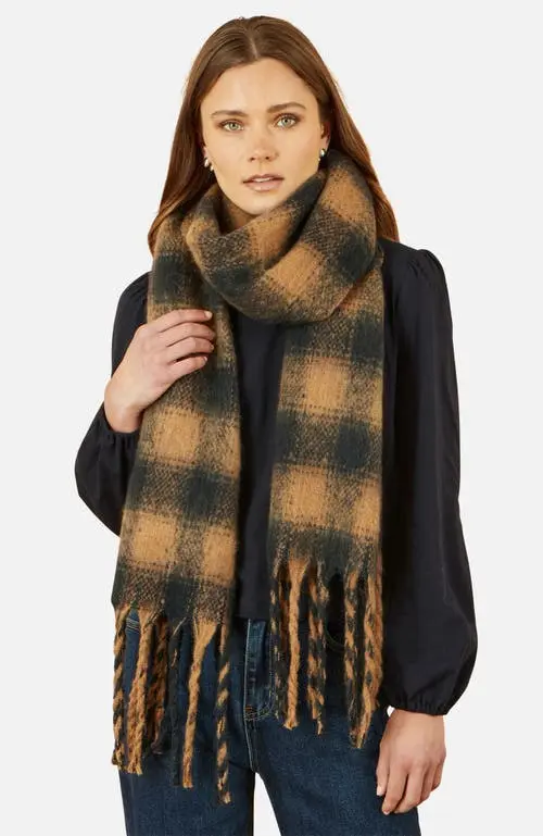 YUMI Checked Super Soft Scarf - Brown