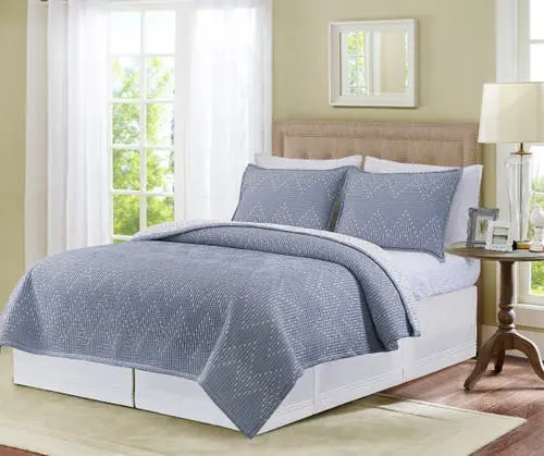 C&F HOME Chambray Maya Jacquard Quilt Bedding Collection - Blue