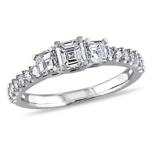 JULIANNA B. Diamond Asscher Three-stone Ring - 14k White Gold