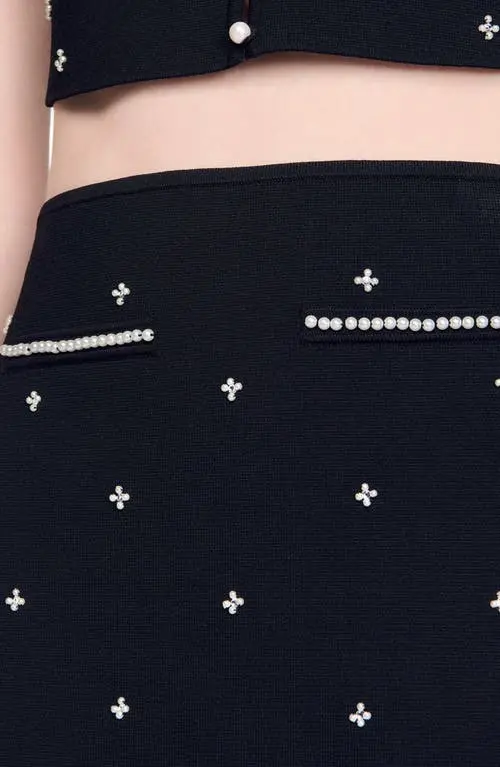 Sandro Rhinestone-embroidered Knit Mini Skirt