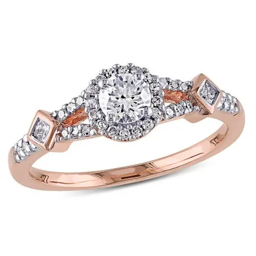 JULIANNA B. Diamond Halo Station Ring 10k - 10k Rose Gold