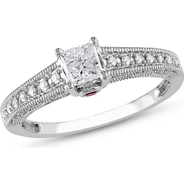 JULIANNA B. Ring With Diamond And Pink Sapphire Accents - 14k White Gold