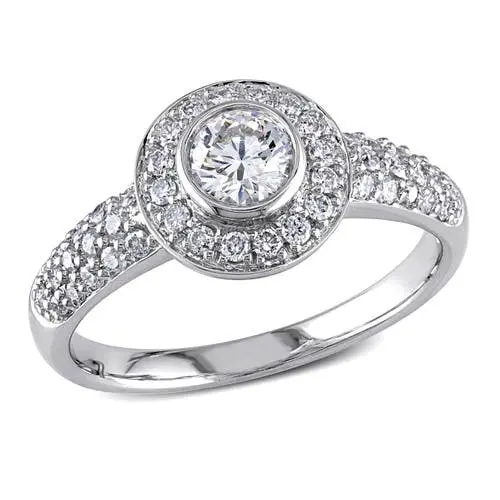 JULIANNA B. Diamond Halo Engagement Ring - 14k White Gold