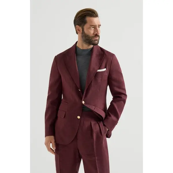 Brunello Cucinelli Blazer With Metal Buttons - Cherry