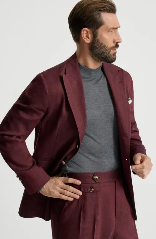 Brunello Cucinelli Blazer With Metal Buttons - Cherry