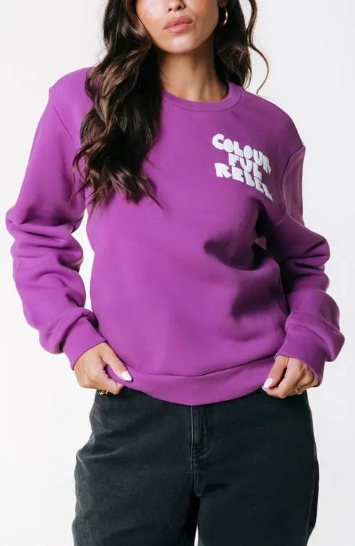 COLOURFUL REBEL Logo Relaxed Fit Sweatshirt - Violet Pink