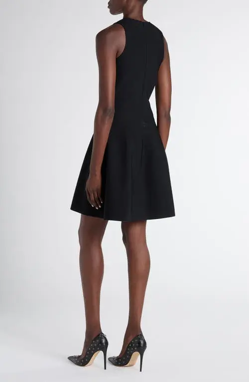 Alexander McQueen Metallic Lace Jacquard Fit & Flare Minidress