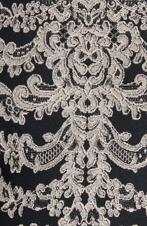 Alexander McQueen Metallic Lace Jacquard Fit & Flare Minidress