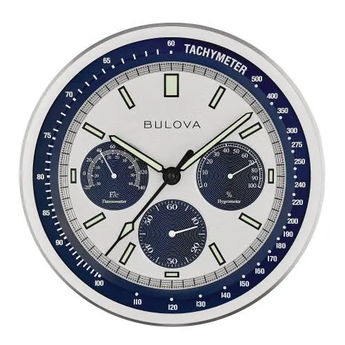 BULOVA CLOCKS Lunar Pilot Chronograph Clock - Silver