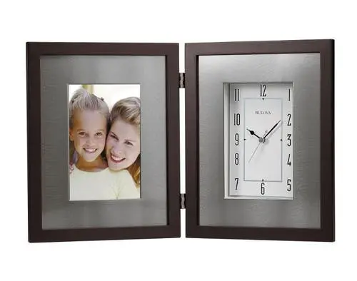 BULOVA CLOCKS Winfield Picture Frame Clock - Espresso Brown