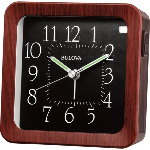 BULOVA CLOCKS Manor Table Top Alarm - Brown