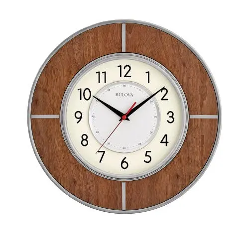 BULOVA CLOCKS Contempo Modern Metal Wall Clock - Brown