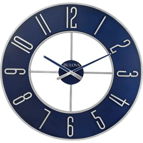 BULOVA CLOCKS The Steel Oversized 27" Diameter Wall Clock - Blue