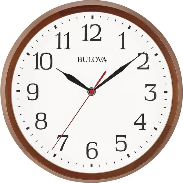 BULOVA CLOCKS Warm Walnut Finish Wall 12" Diameter Wall Clock - Brown