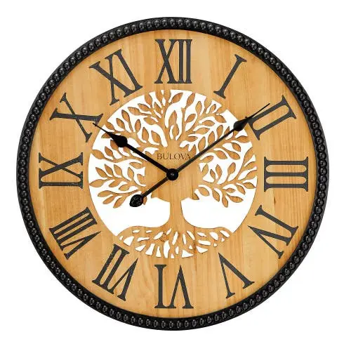 BULOVA CLOCKS Orchard Wood Wall Clock - Brown