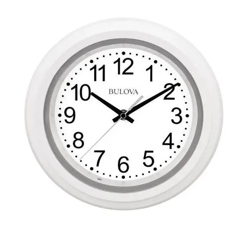 BULOVA CLOCKS Night Vision 10" Diameter Quartz Clock - White