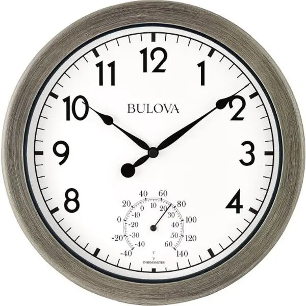 BULOVA CLOCKS Patio Time 11" Diameter Weatherproof Clock - White