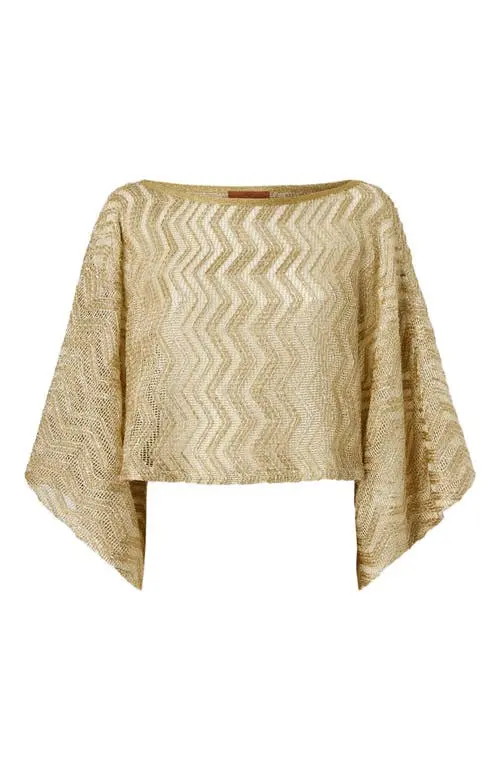 Missoni Zigzag Mesh Top With Sequins - Gold