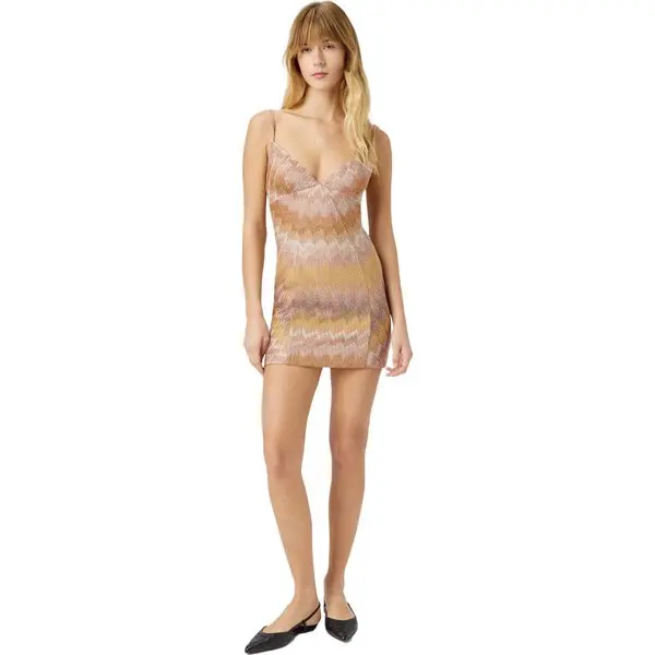 Missoni Sleeveless Mini Dress In Viscose Lamé With Deep V-neck - Multicoloured