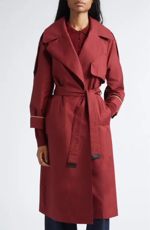 Max Mara Water Repellent Belted Cotton-blend Trench Coat - Raspberry