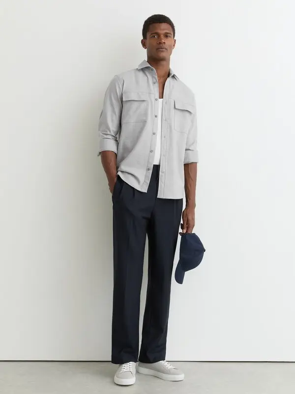 REISS Chamber Brushed Twin-pocket Overshirt