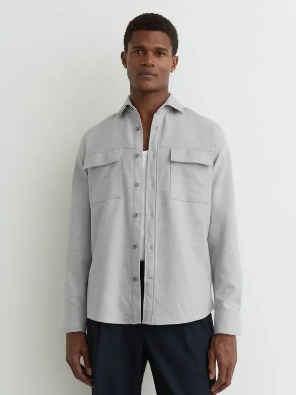REISS Chamber Brushed Twin-pocket Overshirt