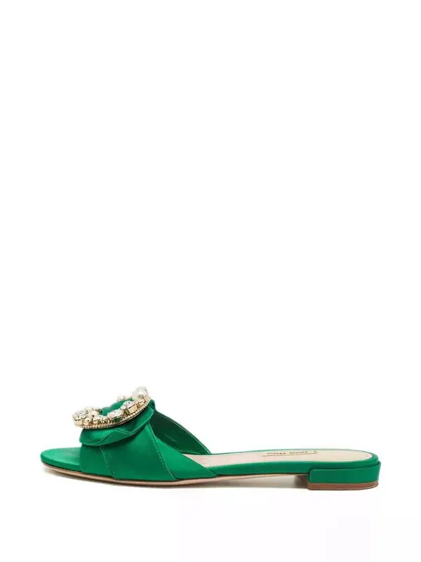 Miu Miu Satin Crystal-embellished Flat Sandals