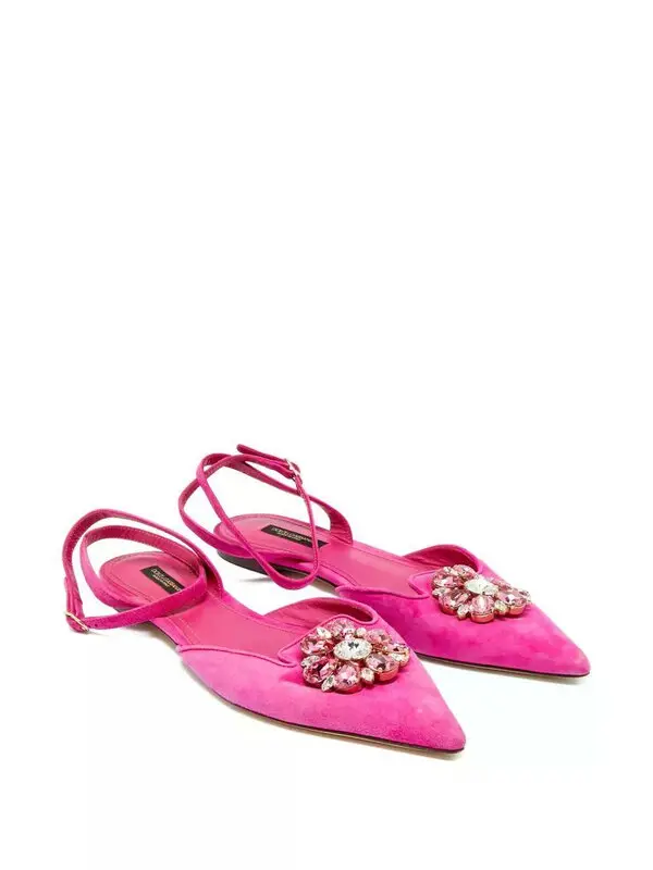 Dolce & Gabbana Crystal-embellished Ballet Flats - Pink