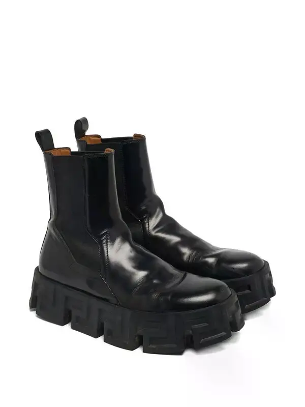 Versace Greca Leather Ankle Boots