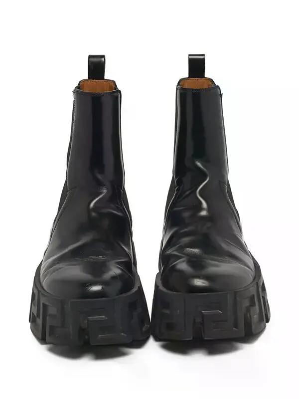Versace Greca Leather Ankle Boots