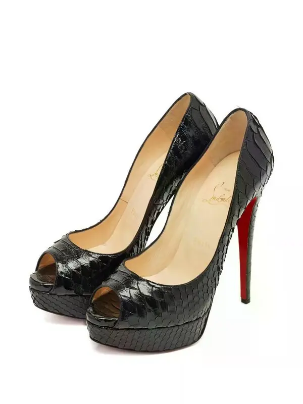 CHRISTIAN LOUBOUTIN Lady Python Peep-toe Pumps