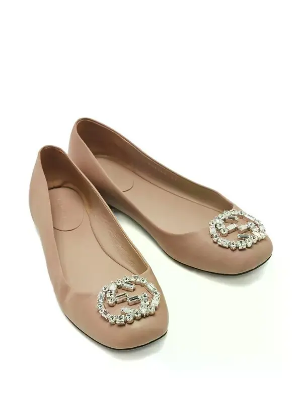 Gucci Crystal-embellished Leather Flats