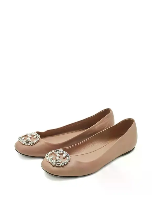 Gucci Crystal-embellished Leather Flats
