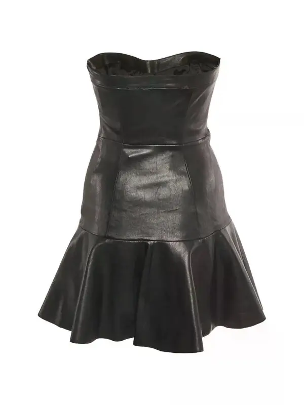 Miu Miu Leather Strapless Mini Dress